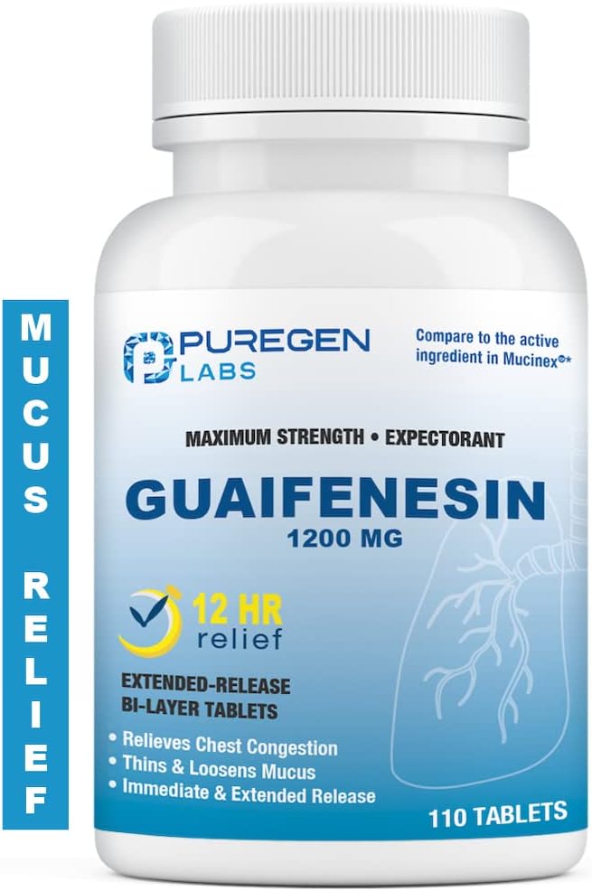 Mucus Relief 12 Hour Extended Release Guaifenesin 1200mg – Puregen Lab